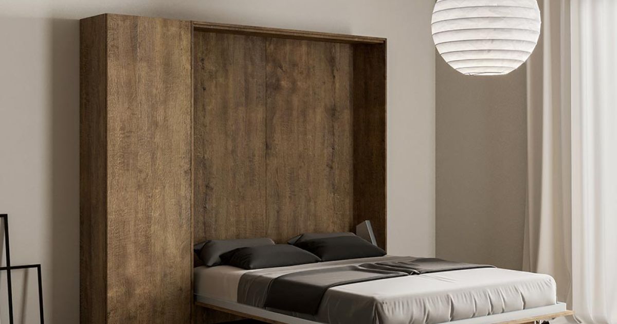 Queensize bed met verticale opklapbare zuil en kolom - Magicompare ...