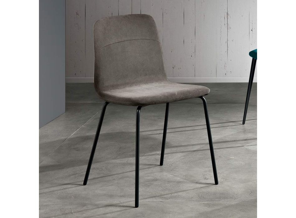 Eetkamerstoel met stoffen zitting en metalen structuur