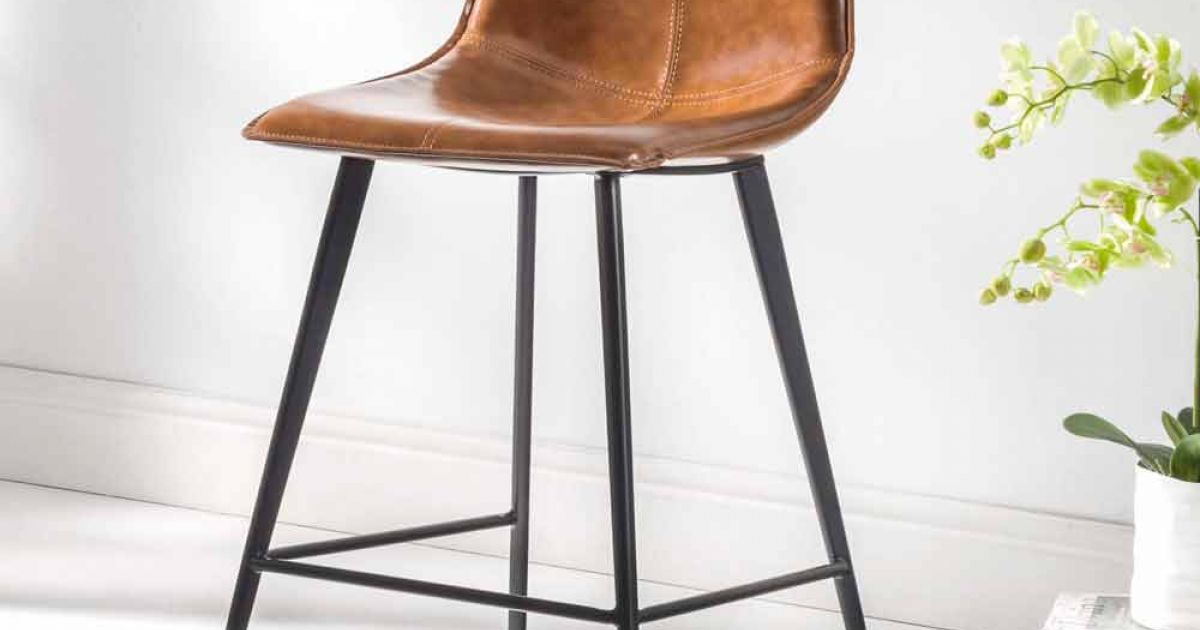 Kruk in Eco-Leather effect en 4 poten onderstel, H 65 - Ovidio